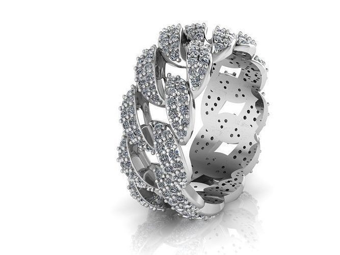 Chain style Diamond ring 2082 3D print model 3D model 3D printable ...