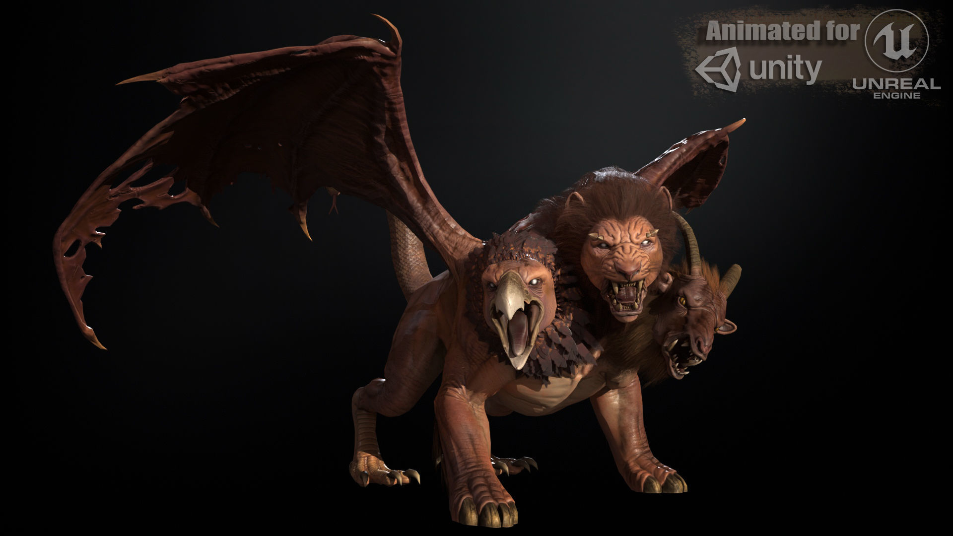3D model Chimera dragon VR / AR / low-poly | CGTrader