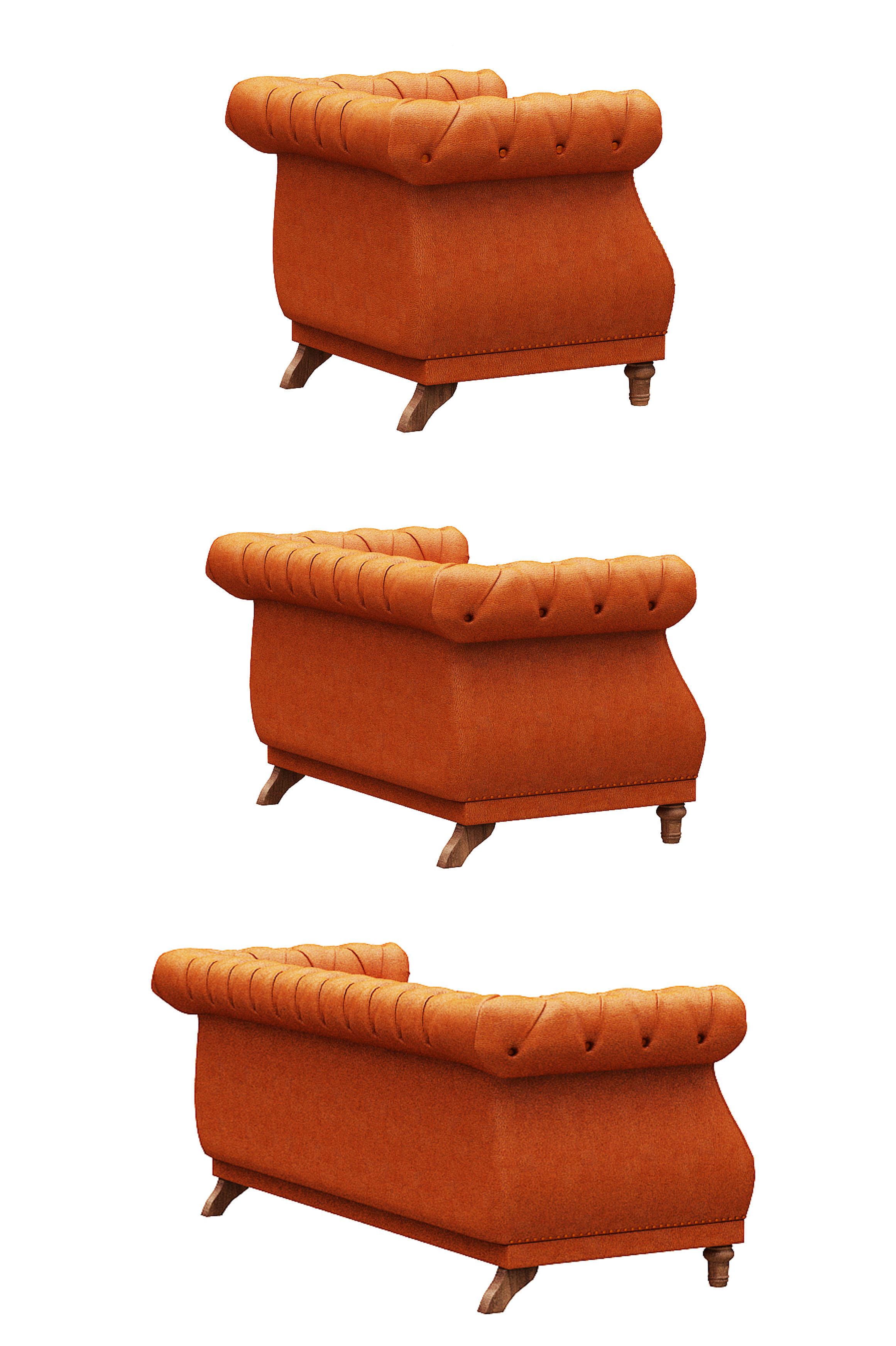 3D model Classical Sofa set model Leather and Wood VR / AR / low-poly ...