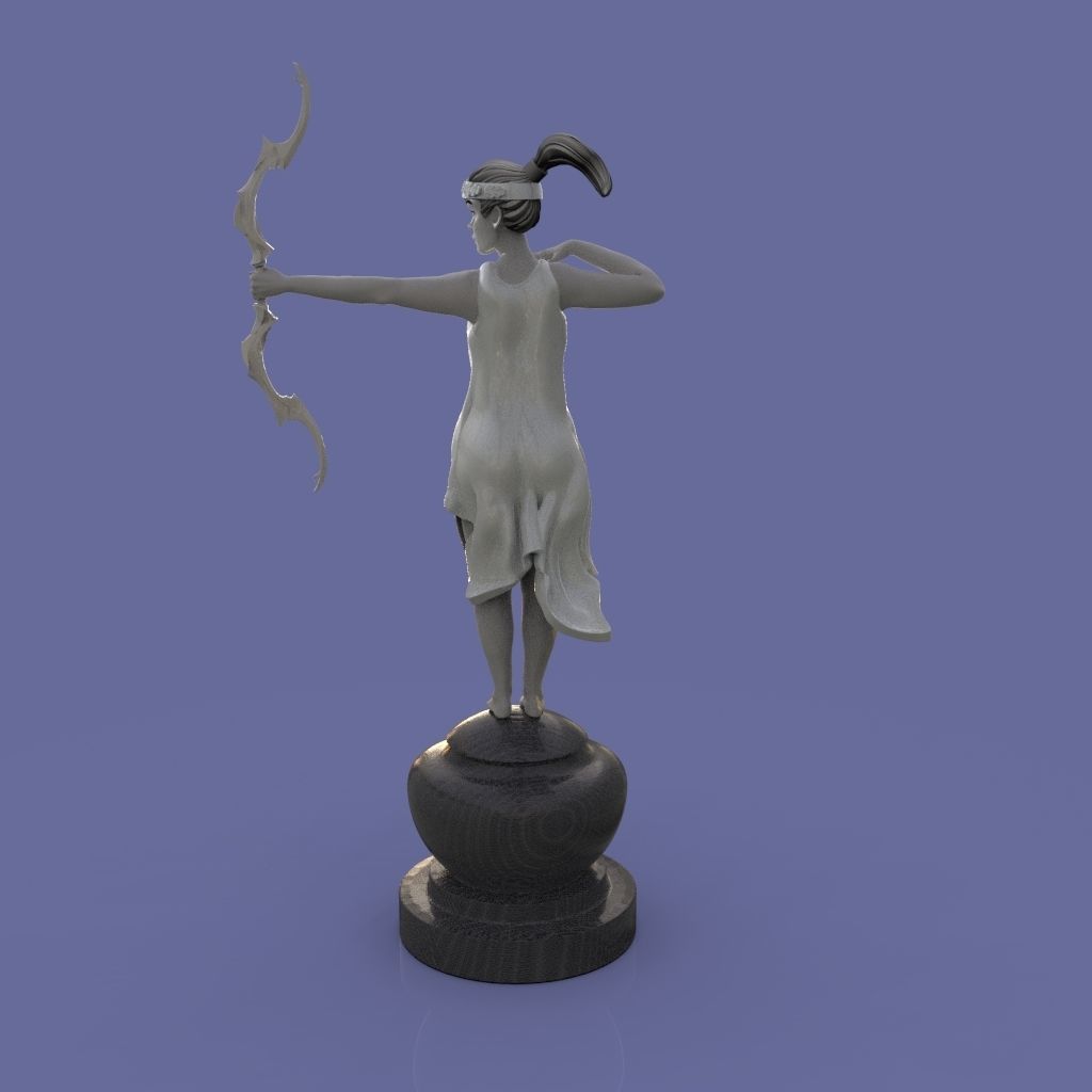 Archer statue of woman holding bow and arrow 3D model 3D printable ...