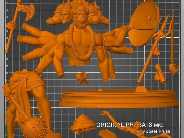 Five Faced Divine Monkey - Hanuman 3D model animated rigged | CGTrader