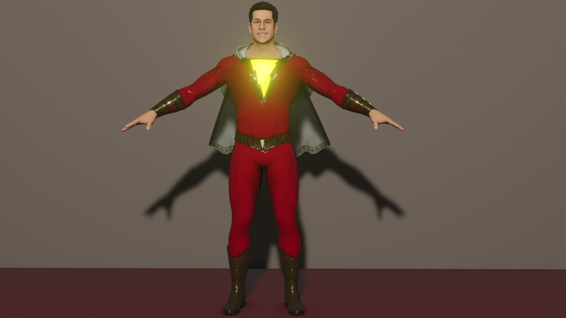 Shazam costume 3D model rigged | CGTrader