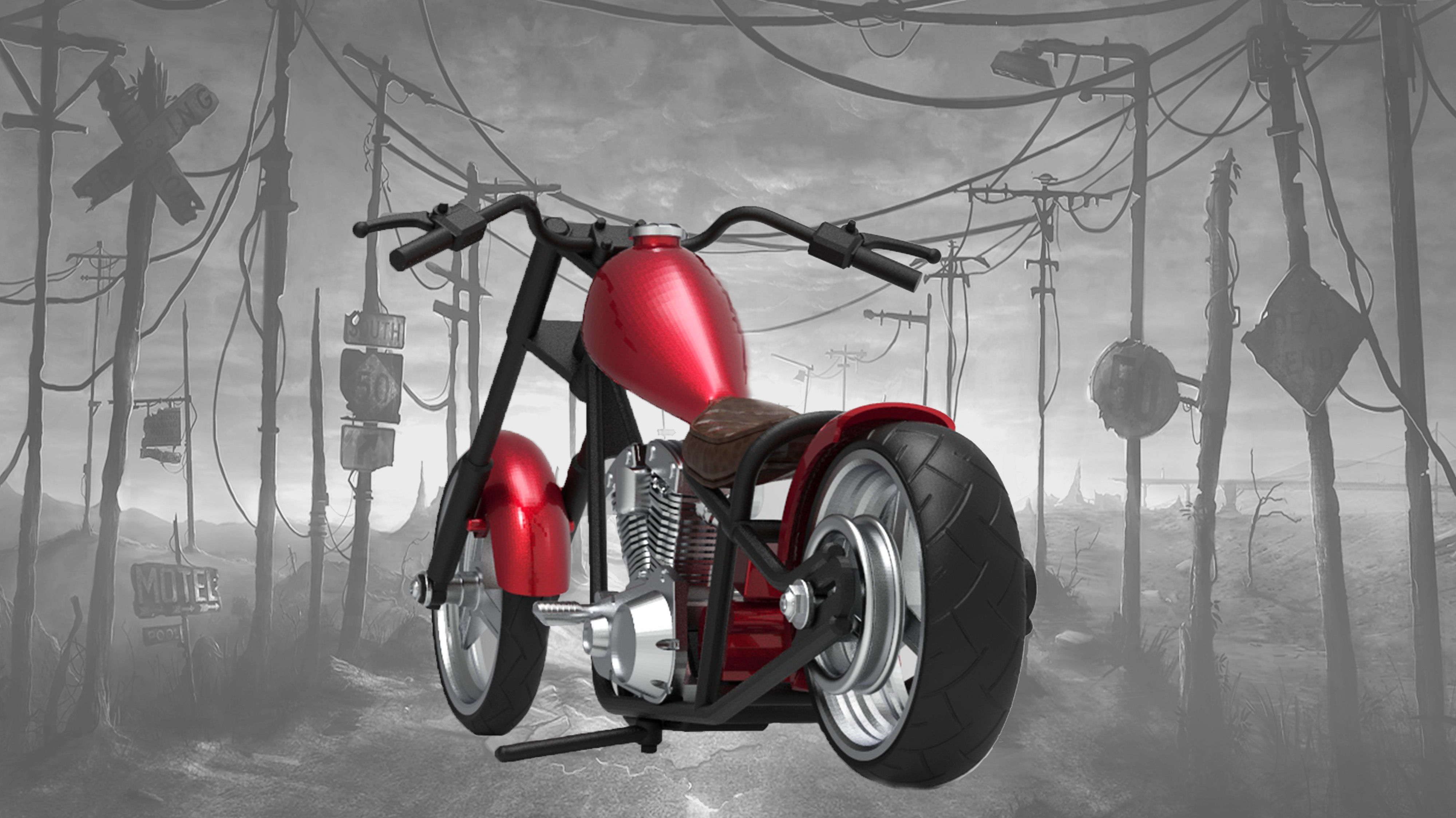 Chopper custom biker motorcycle STL printable 3D model 3D printable ...