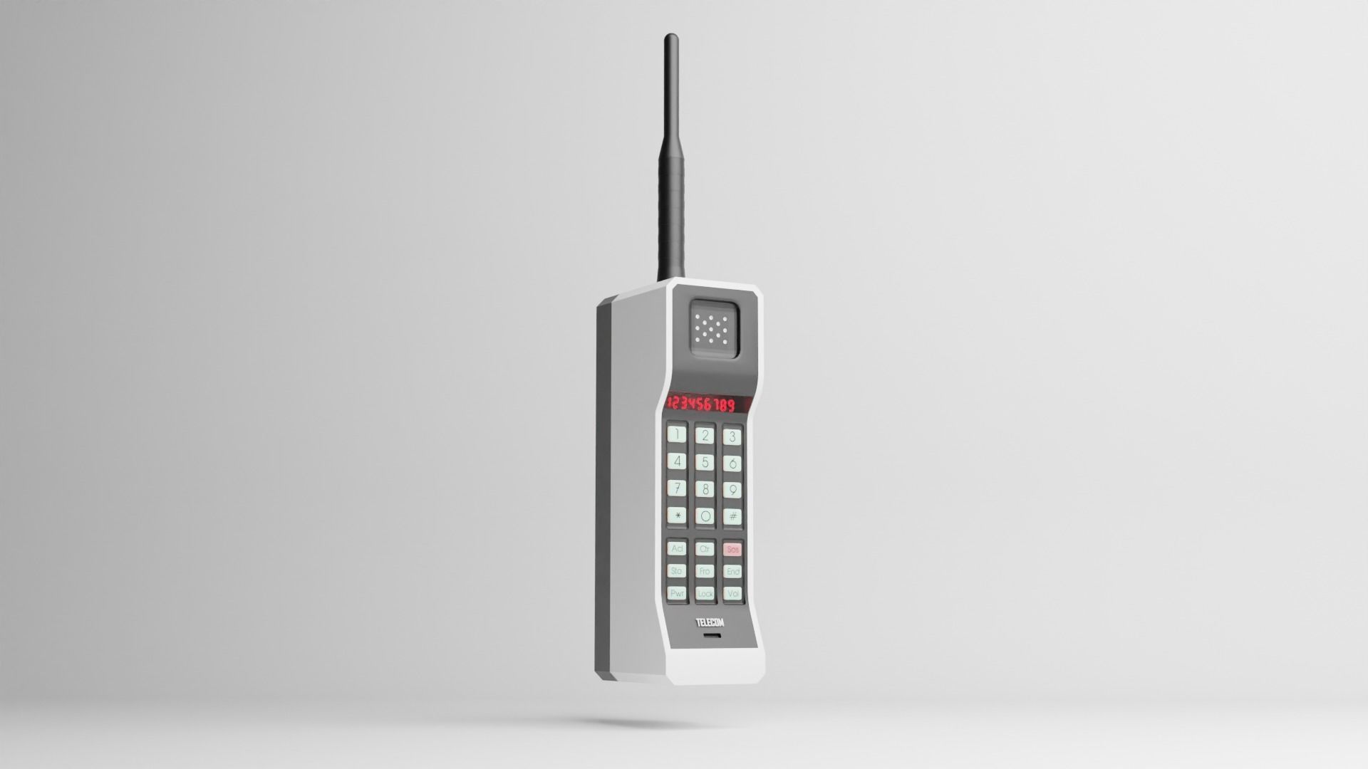 3D model Retro Brick Low-poly Cell Phone Low-poly VR / AR / low-poly ...