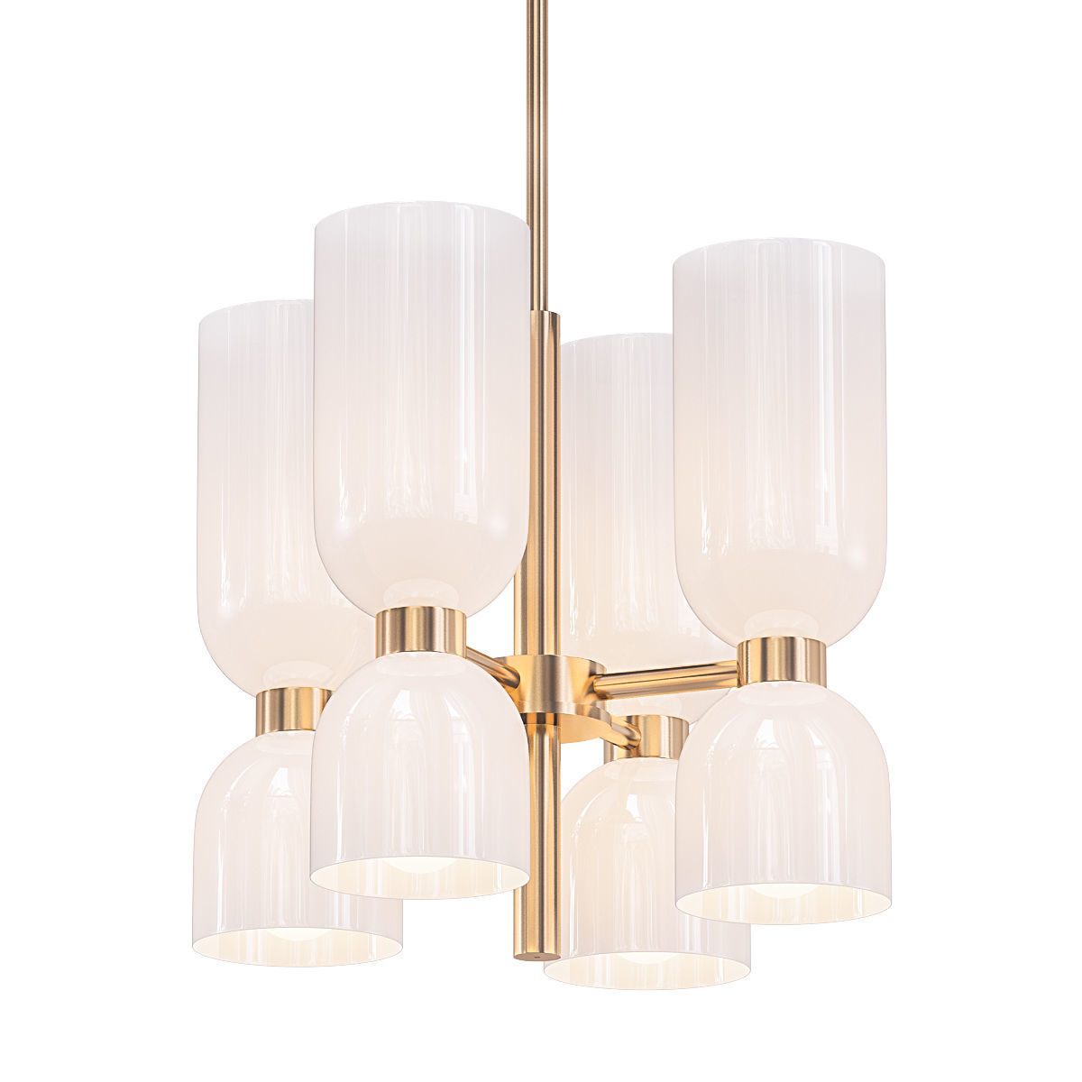 Lightmaker four light chandelier in brass with glass shades 3D model ...