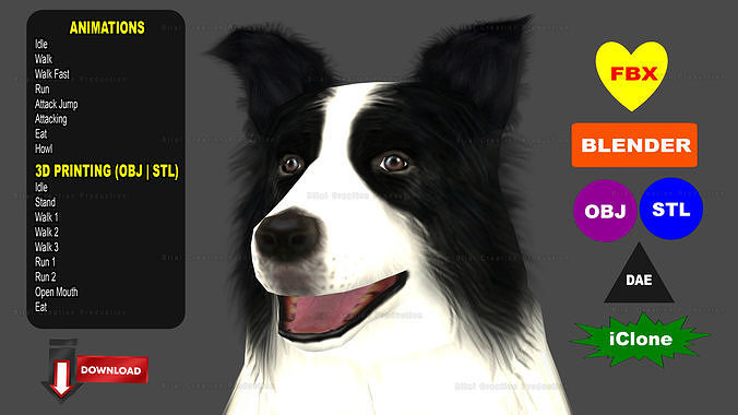 3D model Sheep Dog Animated VR / AR / low-poly | CGTrader
