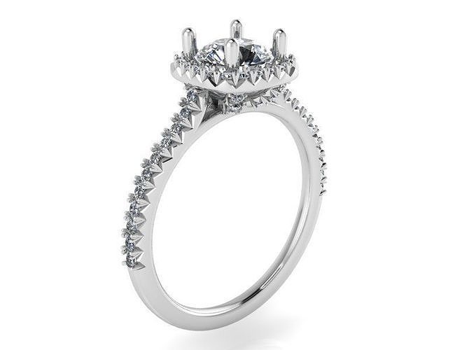 Round Diamond ring 2128 3D print model 3D model 3D printable | CGTrader