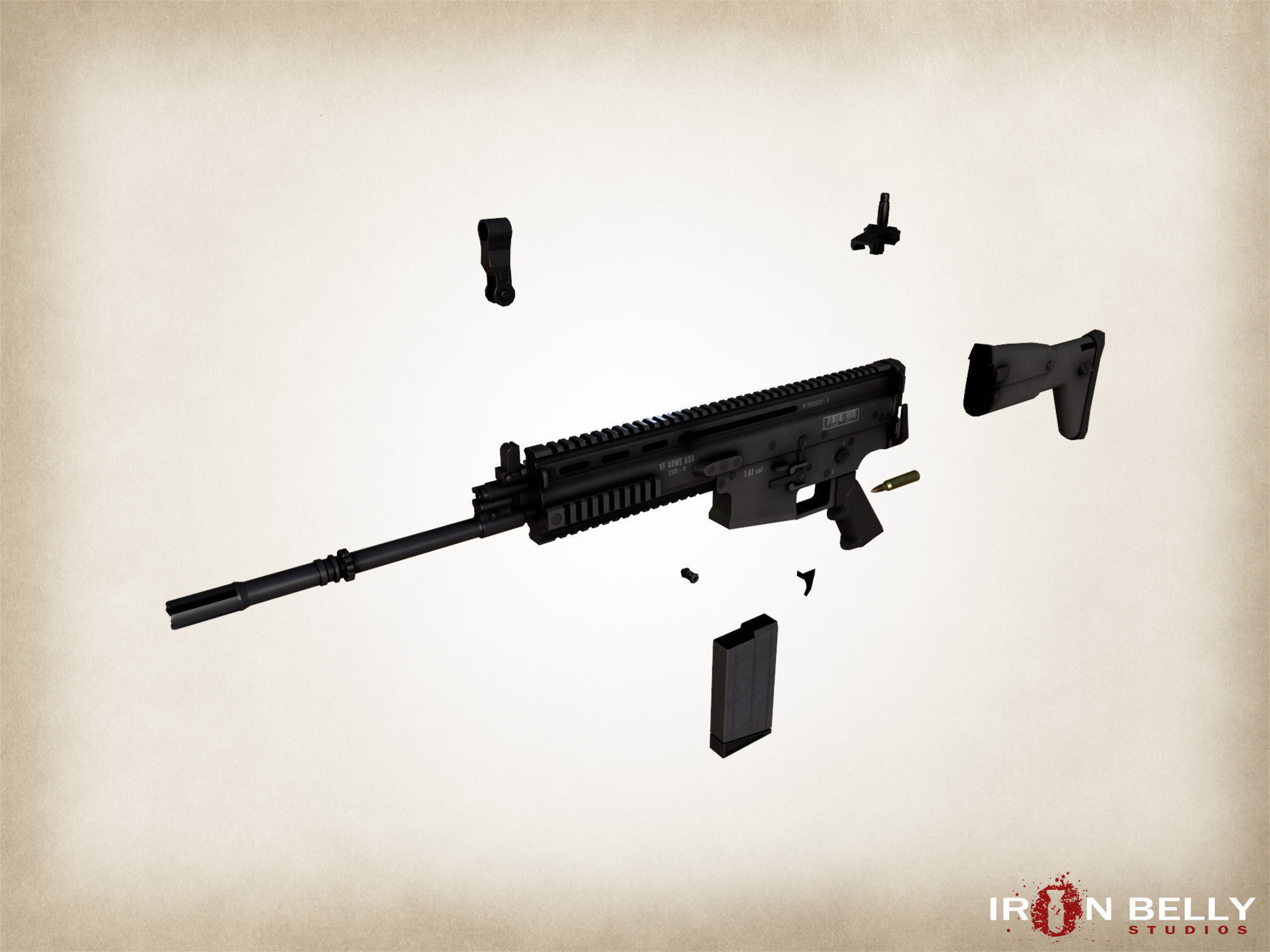 3D model AAA FPS SCAR Assault Rifle VR / AR / low-poly | CGTrader