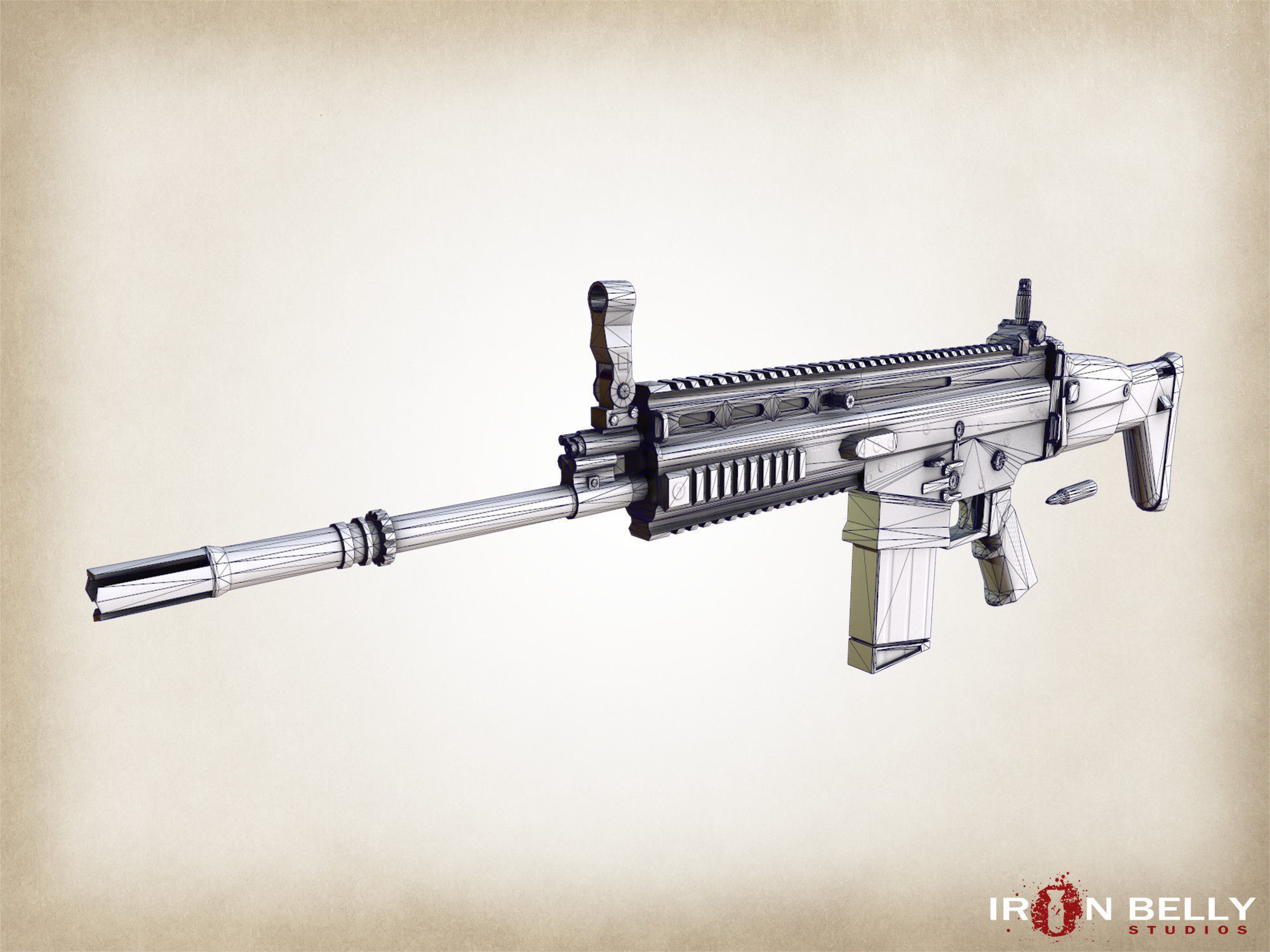 3D model AAA FPS SCAR Assault Rifle VR / AR / low-poly | CGTrader