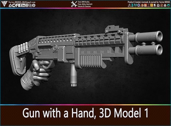Gun with Hand 01 3D Model 3D model 3D printable | CGTrader