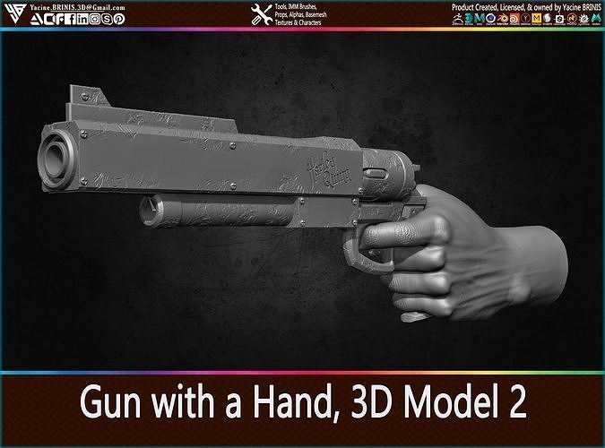 Gun with Hand 02 3D Model 3D model 3D printable | CGTrader