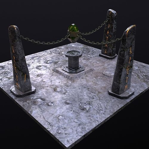 3D model Chained Runic Stone and Altar VR / AR / low-poly | CGTrader