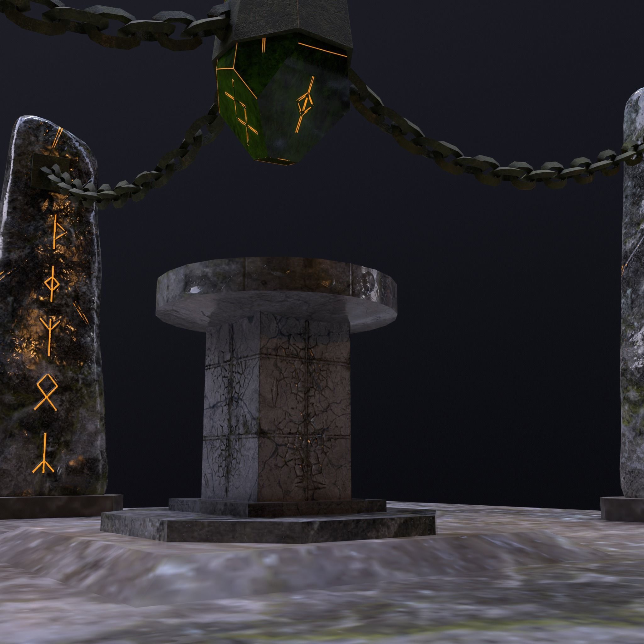 3D model Chained Runic Stone and Altar VR / AR / low-poly | CGTrader