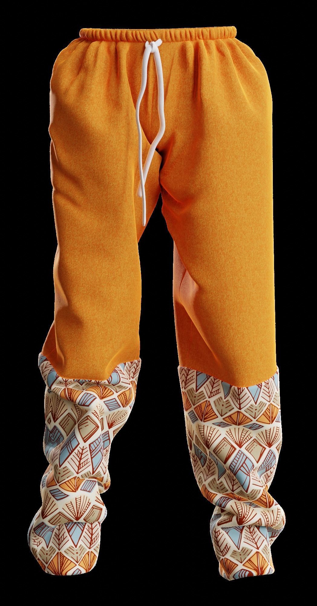Pajama pair of pants with orange and pattern 3D model | CGTrader