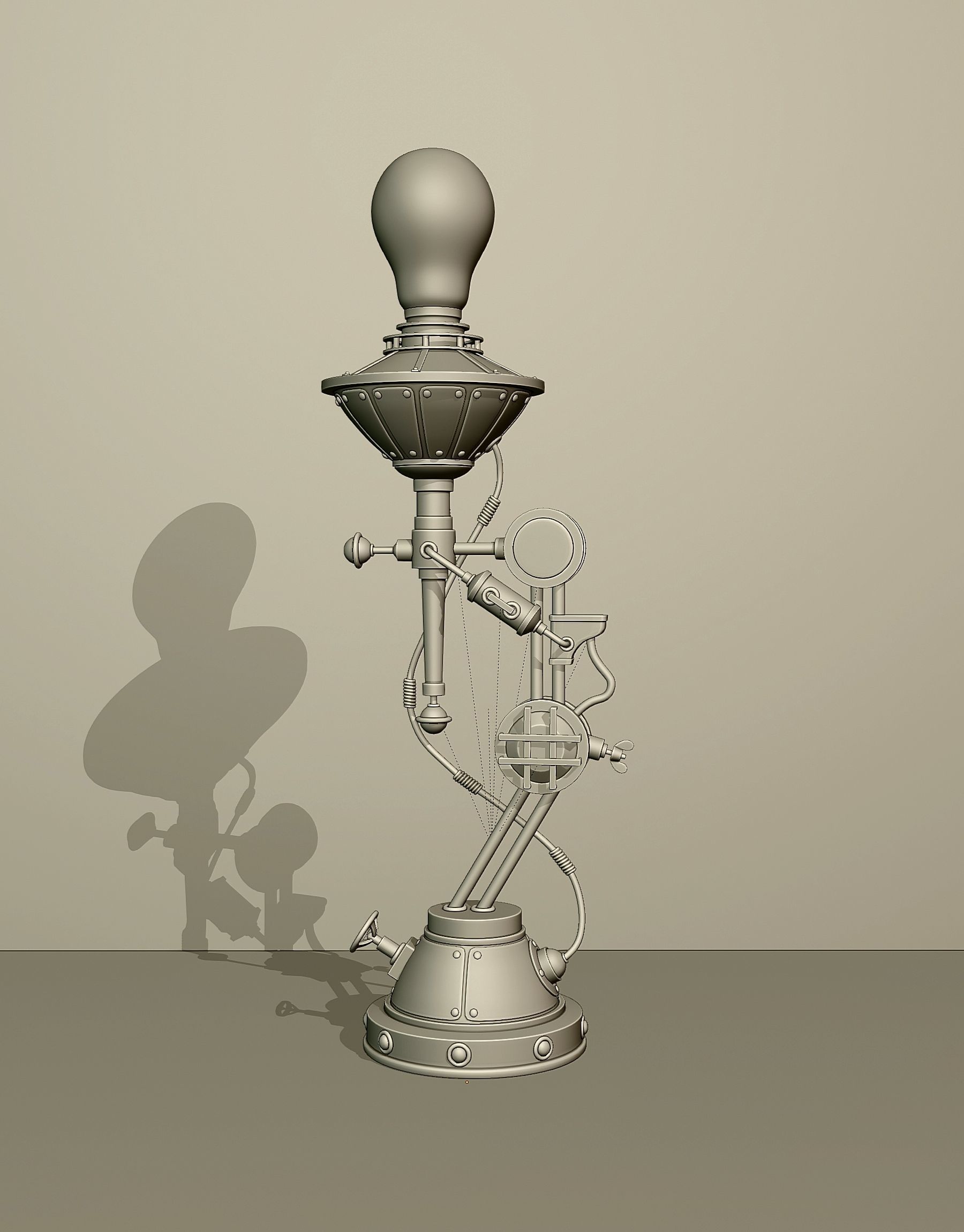 Steampunk electric table lamp 3D model | CGTrader