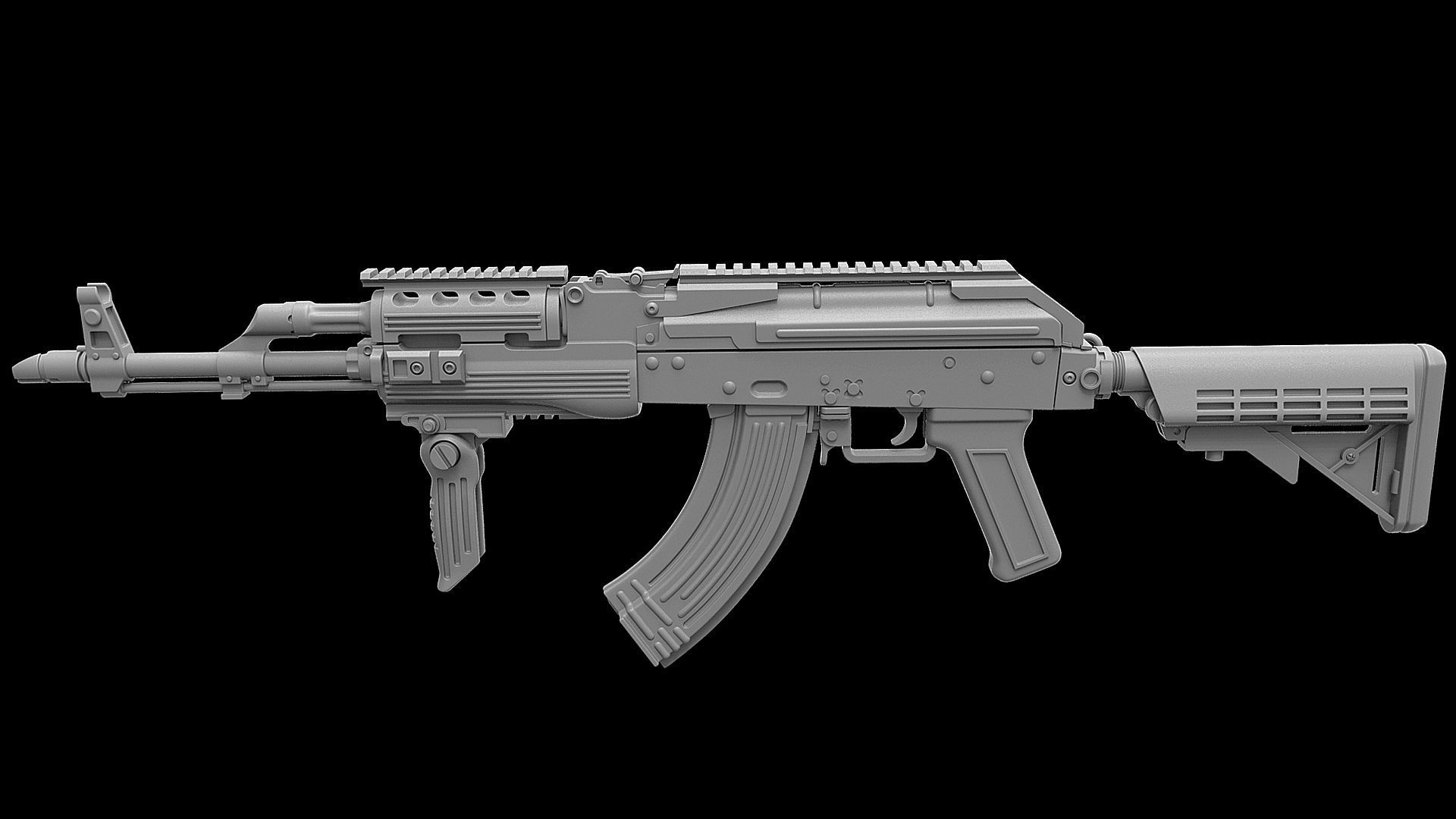 Ak 47 tactical ris m4 stock 3D model | CGTrader