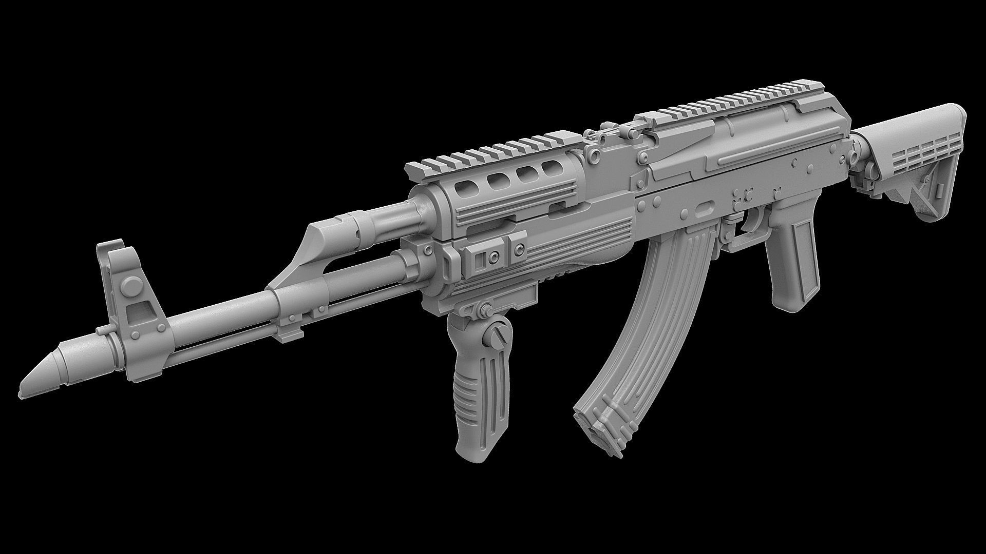 Ak 47 tactical ris m4 stock 3D model | CGTrader