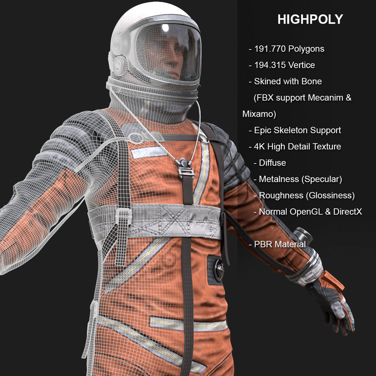 3D model CS04 Space Suit LITE VERSION 2 VR / AR / low-poly | CGTrader