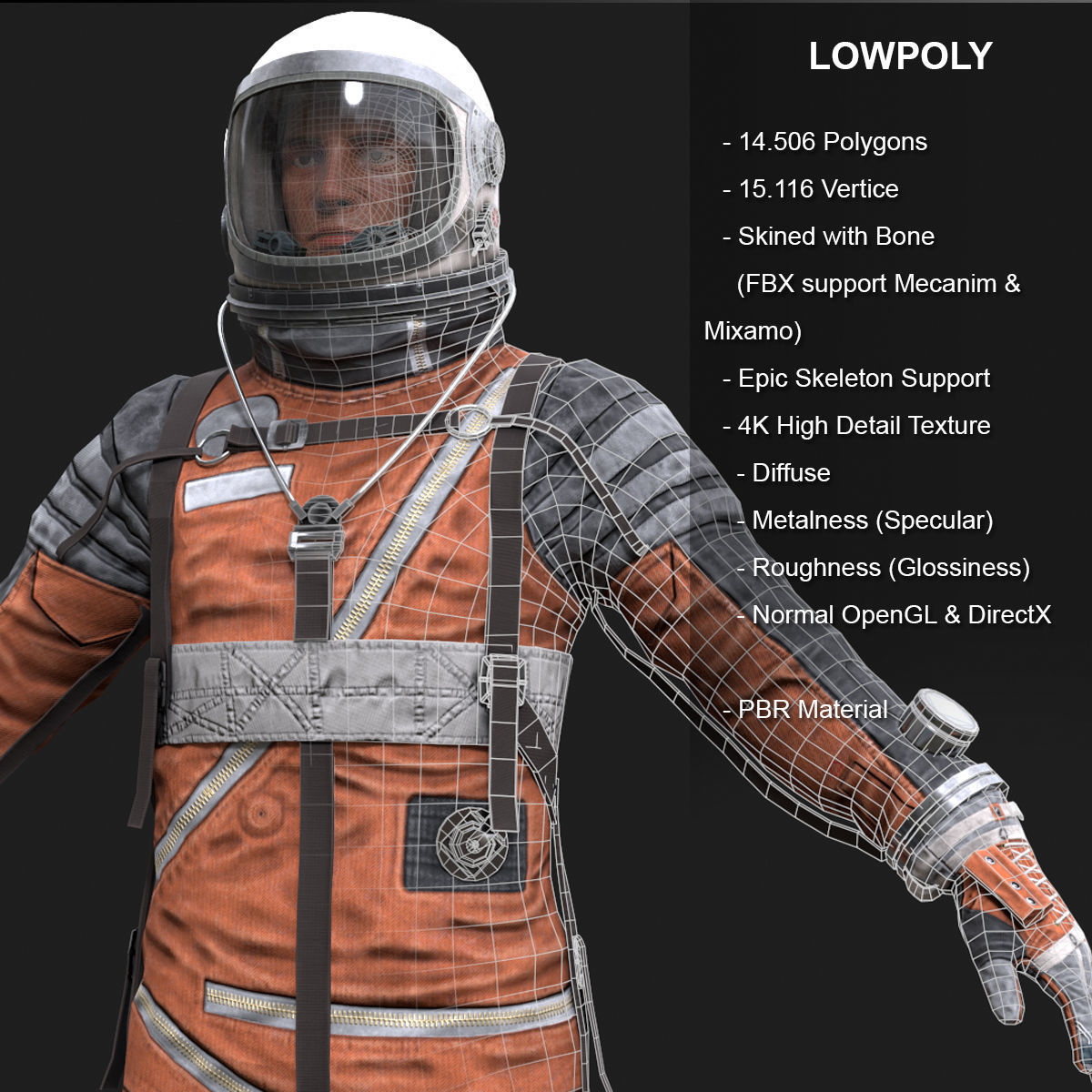 3D model CS04 Space Suit LITE VERSION 2 VR / AR / low-poly | CGTrader