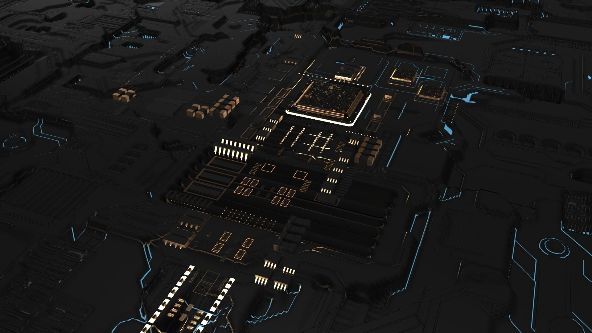Scifi technology computer circuit board 3D model | CGTrader