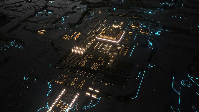Scifi technology computer circuit board 3D model | CGTrader