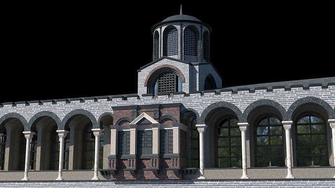 3D model boukoleon building with arches and windows VR / AR / low-poly ...