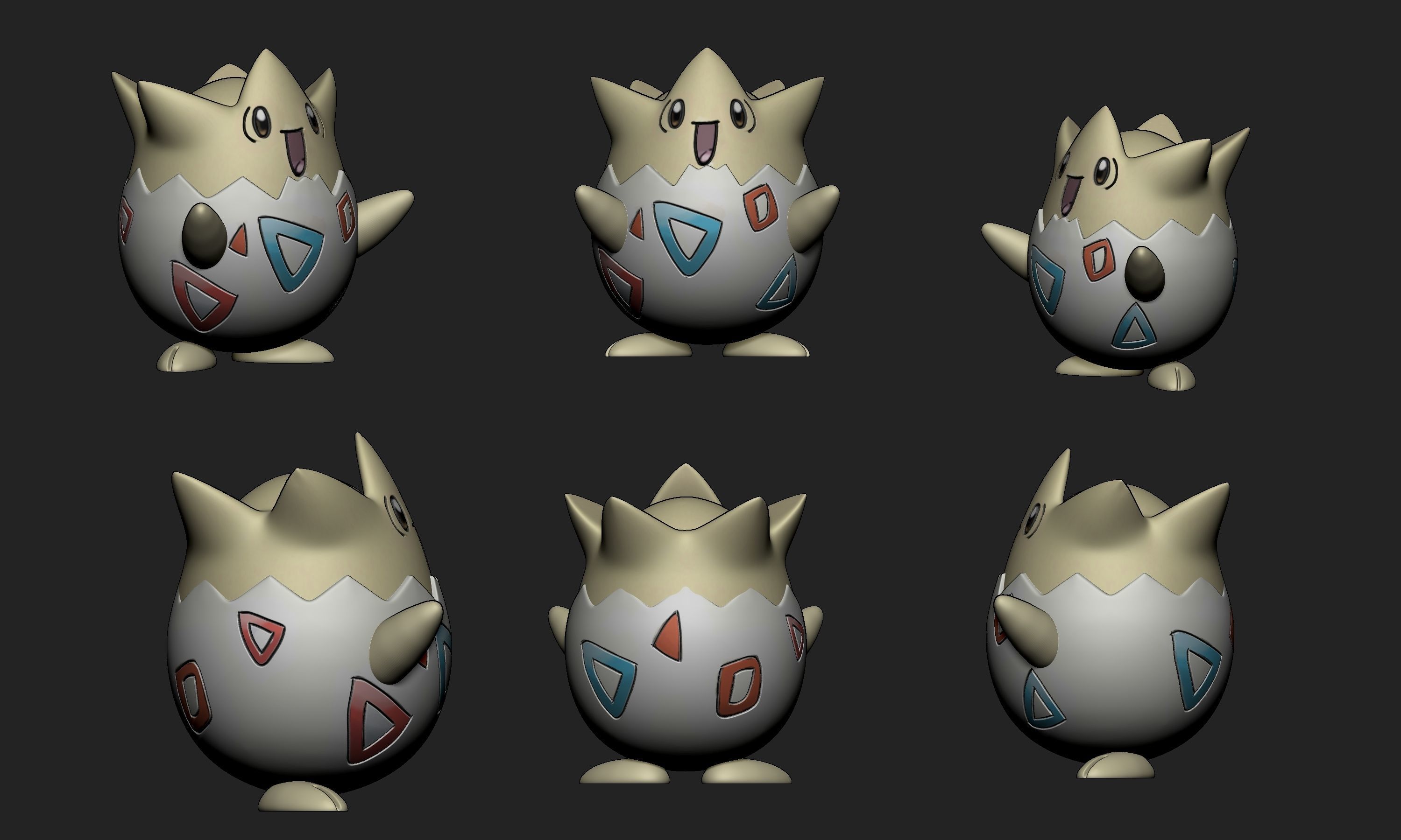 Pokemon - Togepi Togetic and Togekiss with 2 poses 3D model 3D ...
