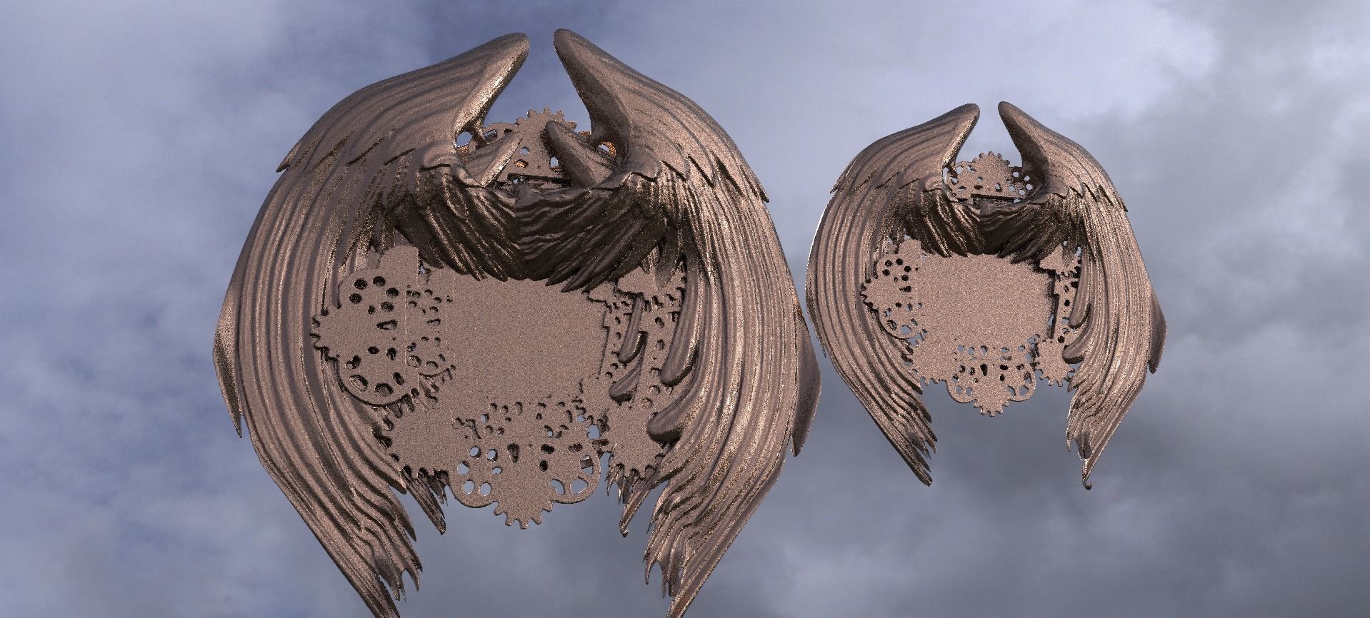 Angel Clockwork Wall Art 2 versions 3D model | CGTrader
