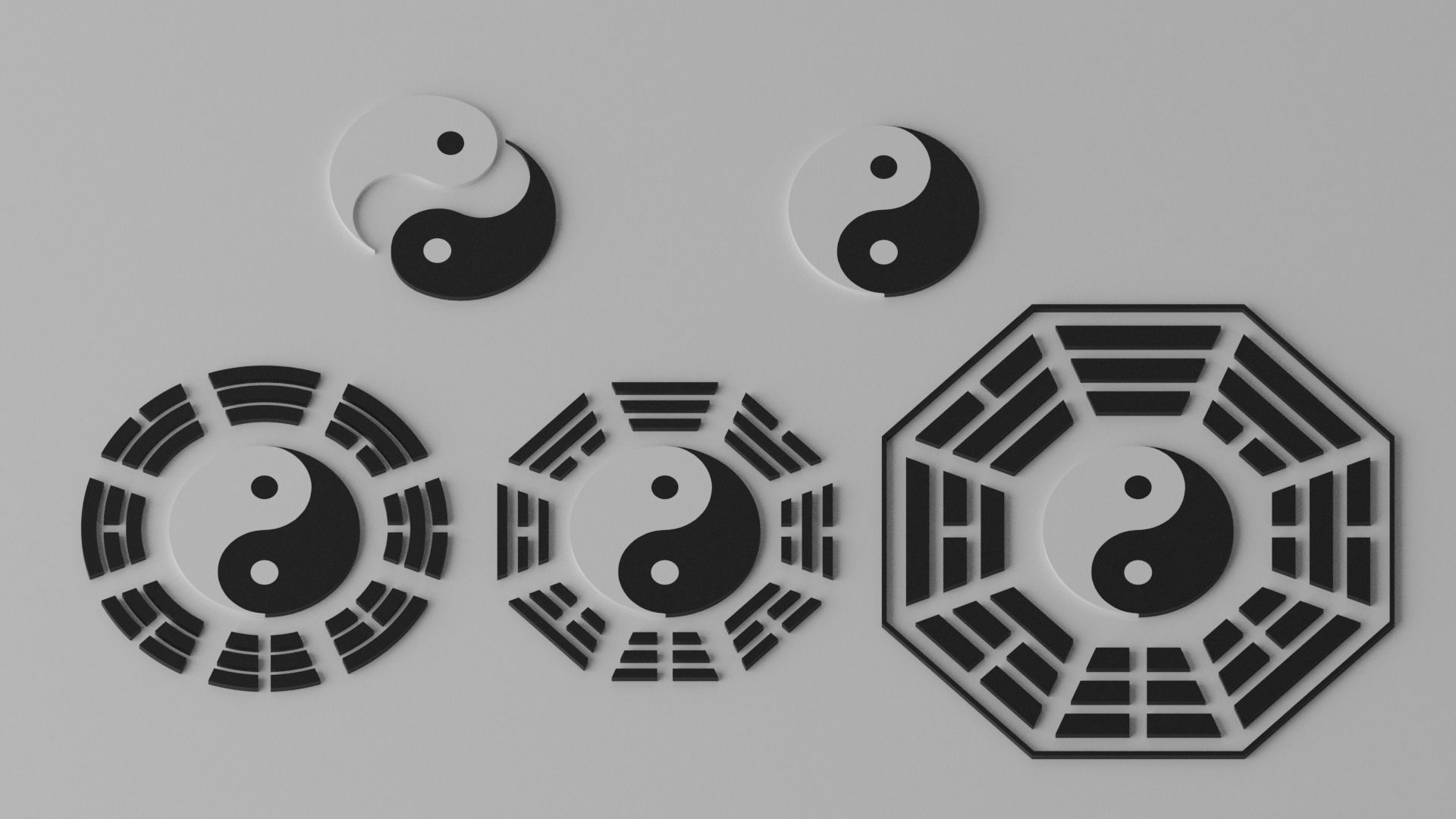 3D model Tai Chi Yin Yang Bagua Tao VR / AR / low-poly | CGTrader