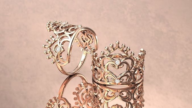 Crown Ring Jewelry Design 3D model 3D printable | CGTrader