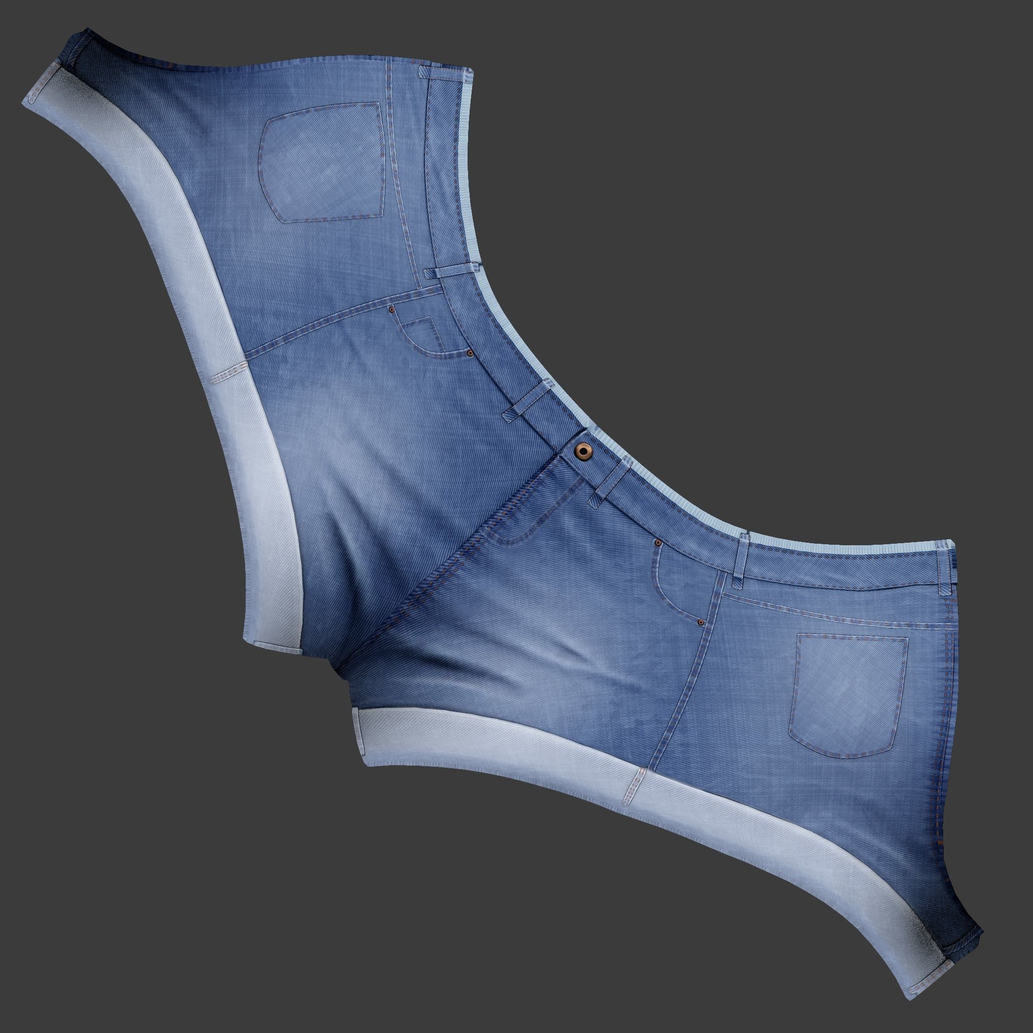 3D model Rolled Legs Mini Denim Shorts VR / AR / low-poly | CGTrader