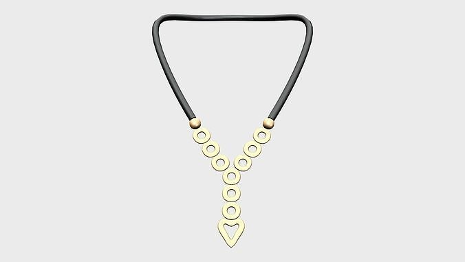 3D model Metal Love Heart and Loops Pendant Cord Necklace VR / AR / low ...