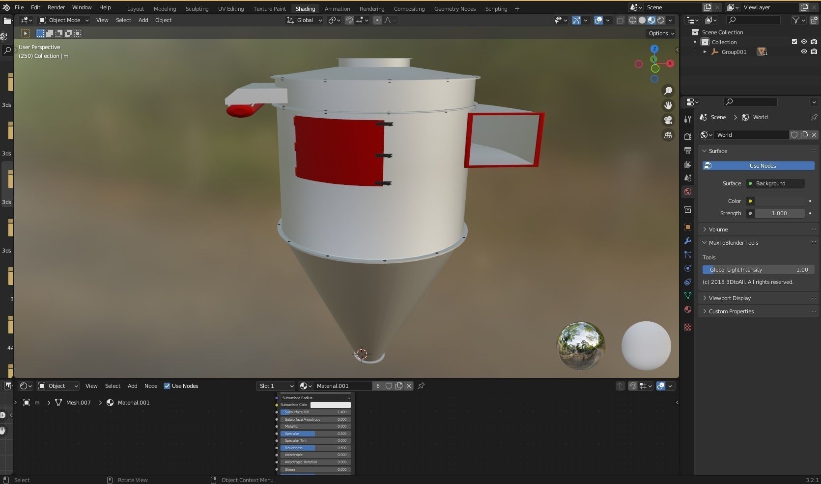 3D model Dust Cyclone - Wheat Grain Flour Milling Machine VR / AR / low ...