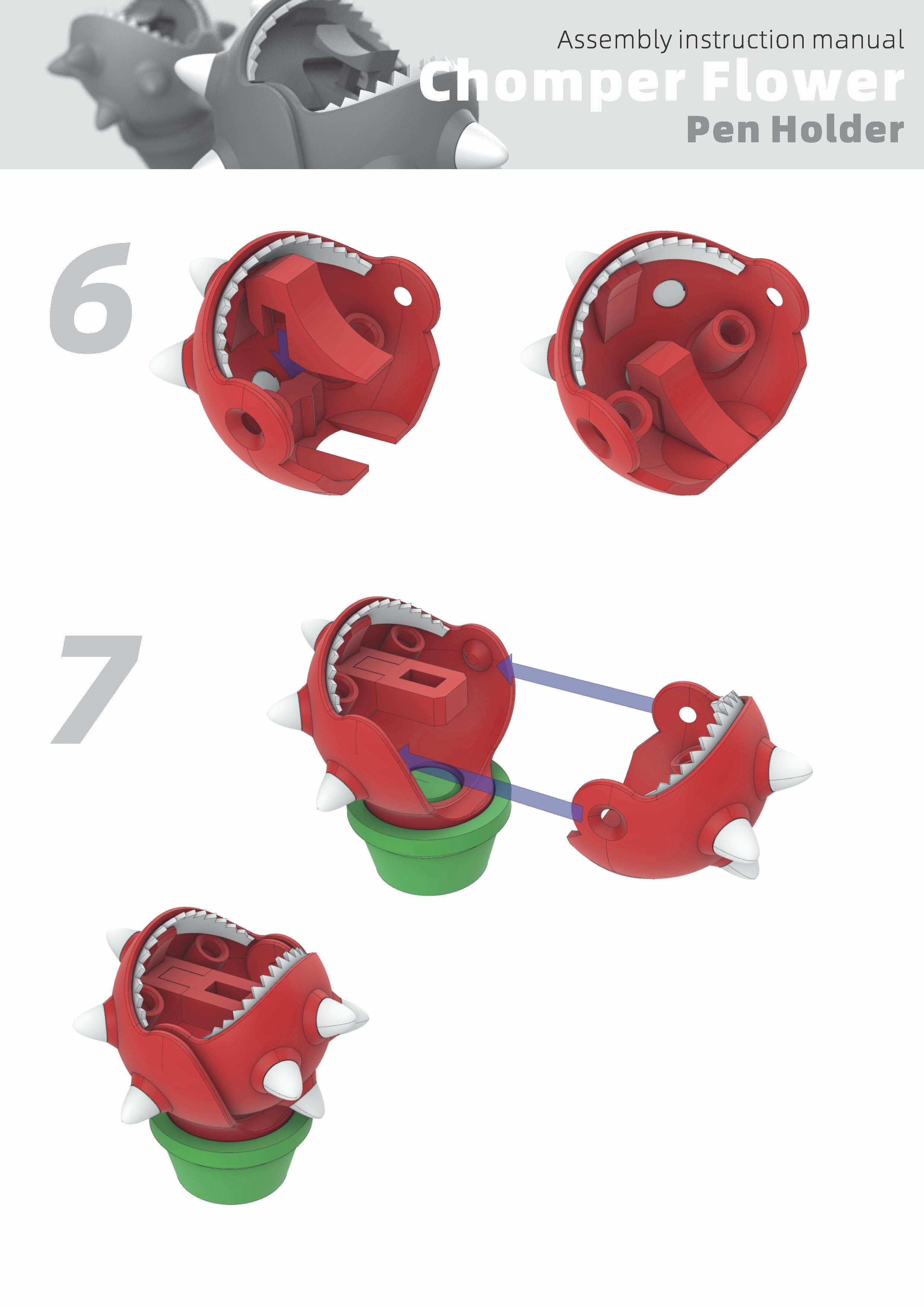 Chomper Flower Pen Holder 3D model 3D printable | CGTrader
