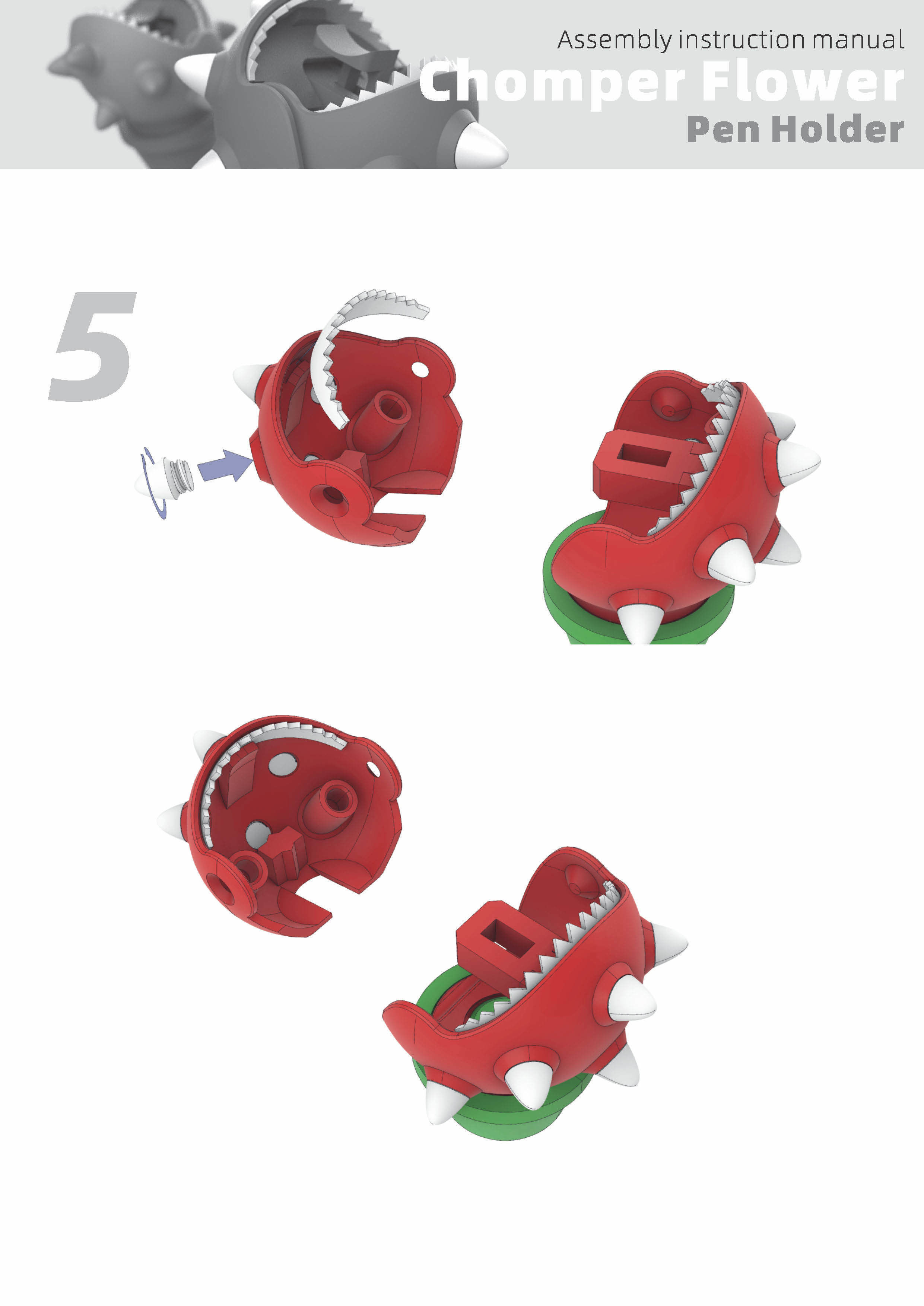 Chomper Flower Pen Holder 3D model 3D printable | CGTrader