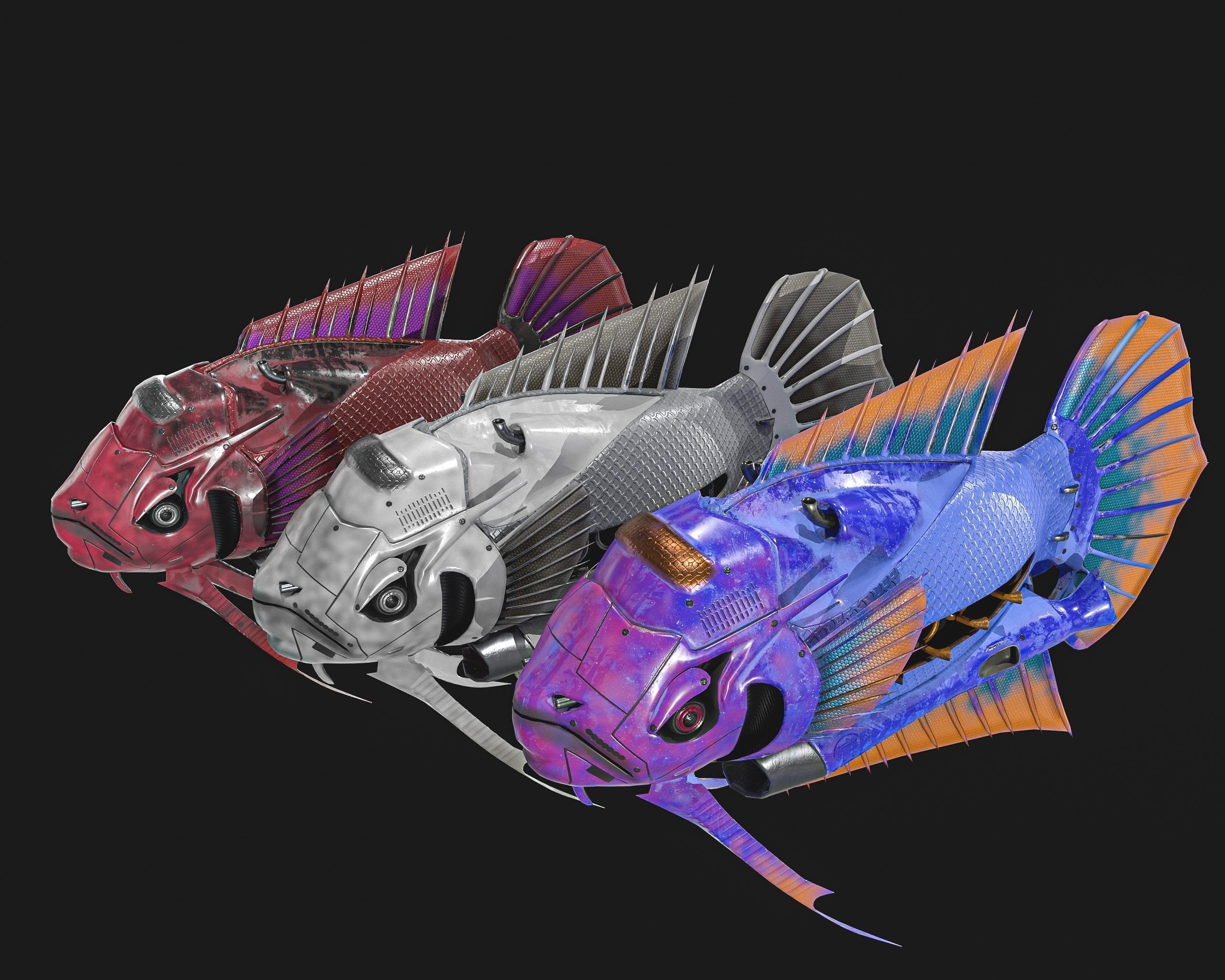 3D model Sci-fi Robot Fish Pack VR / AR / low-poly | CGTrader