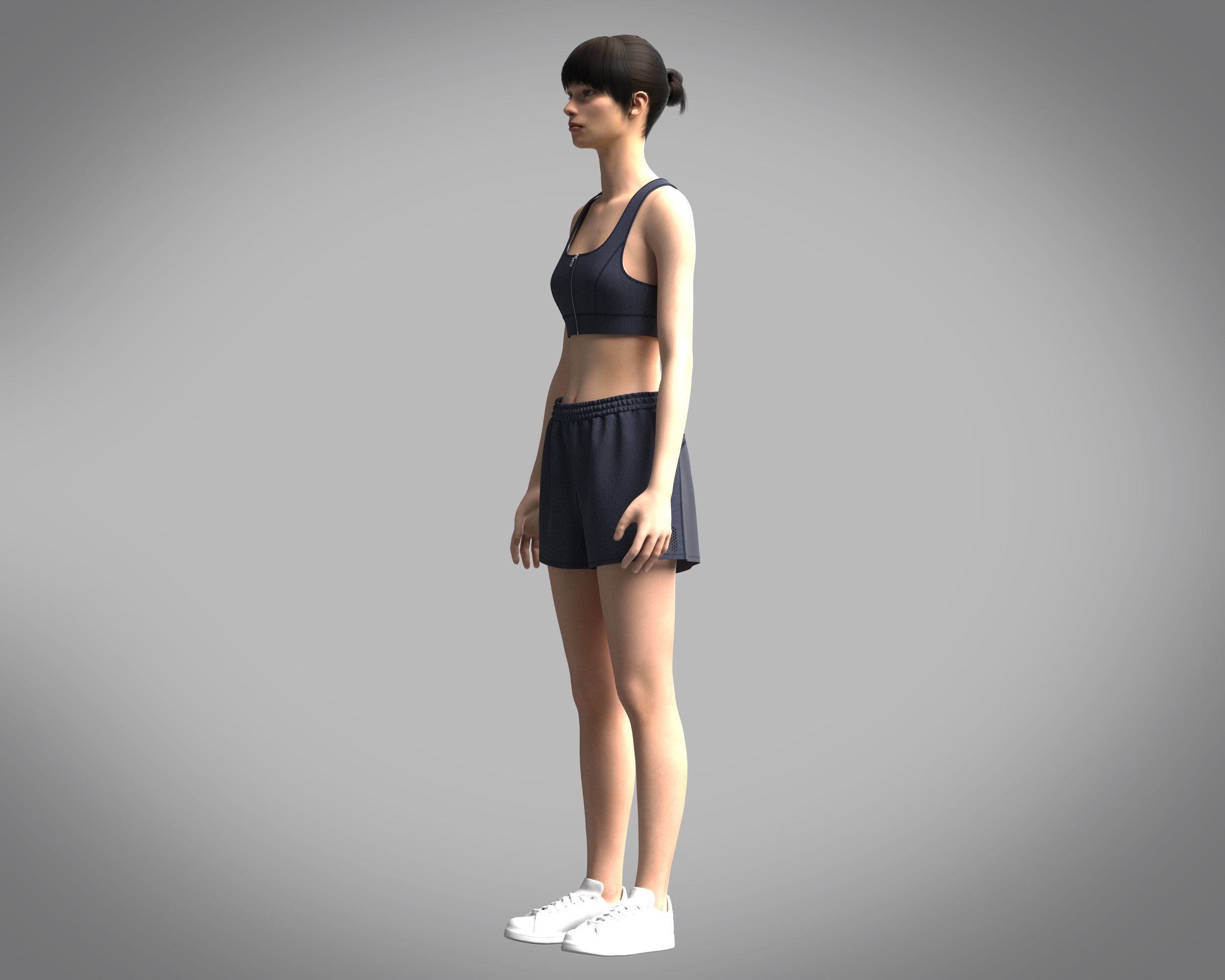 Ladies zip Bra and Shorts 3D model | CGTrader