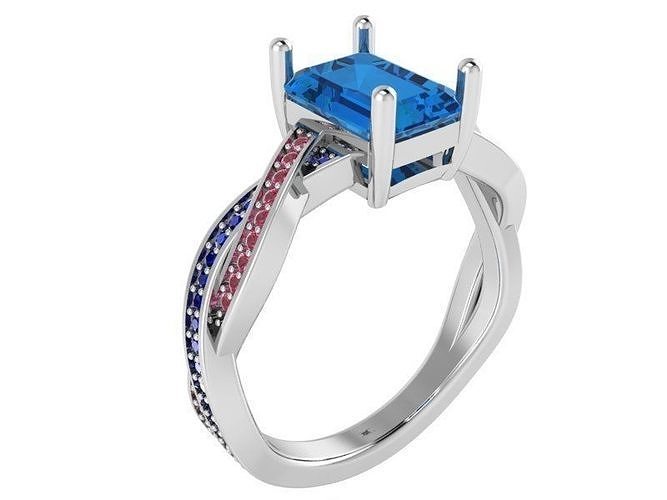 Big Blue Ring with colorful stones 2229 3D print model 3D model 3D ...