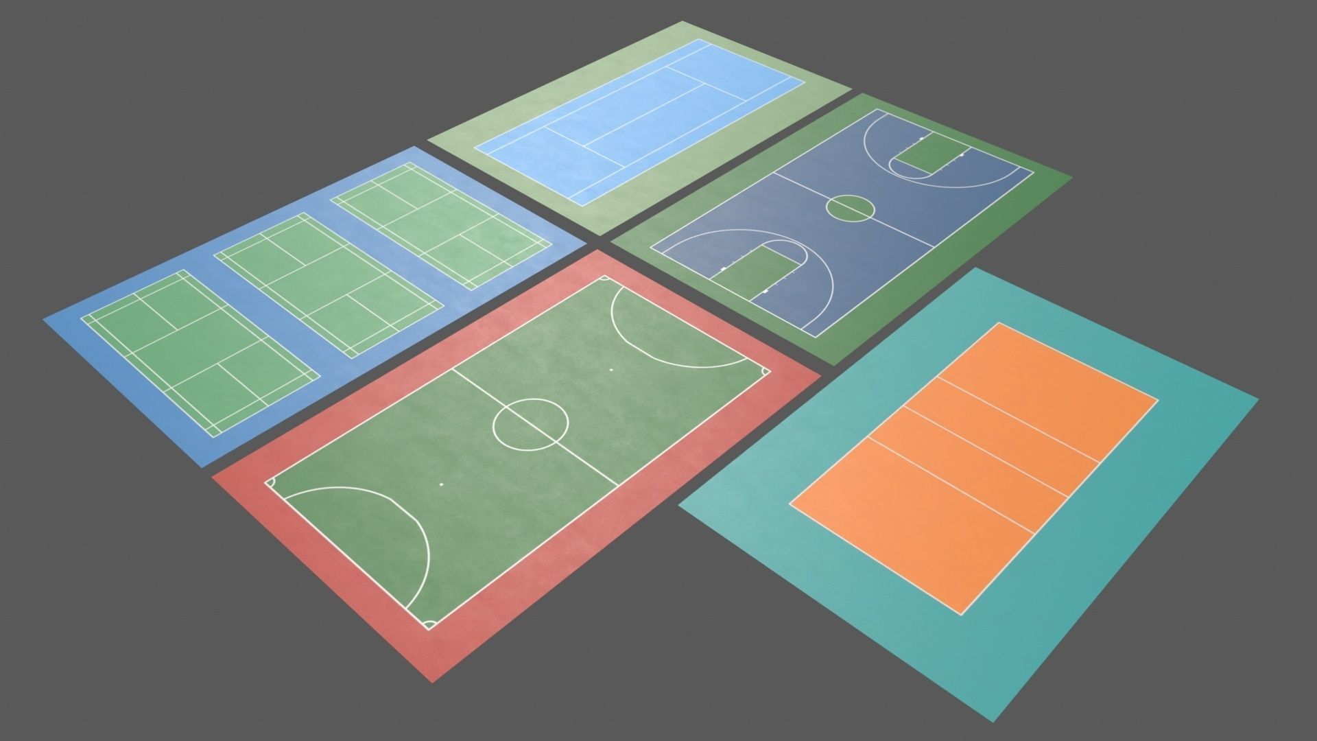 3D model PBR Multi Sports Game Court Floor VR / AR / low-poly | CGTrader