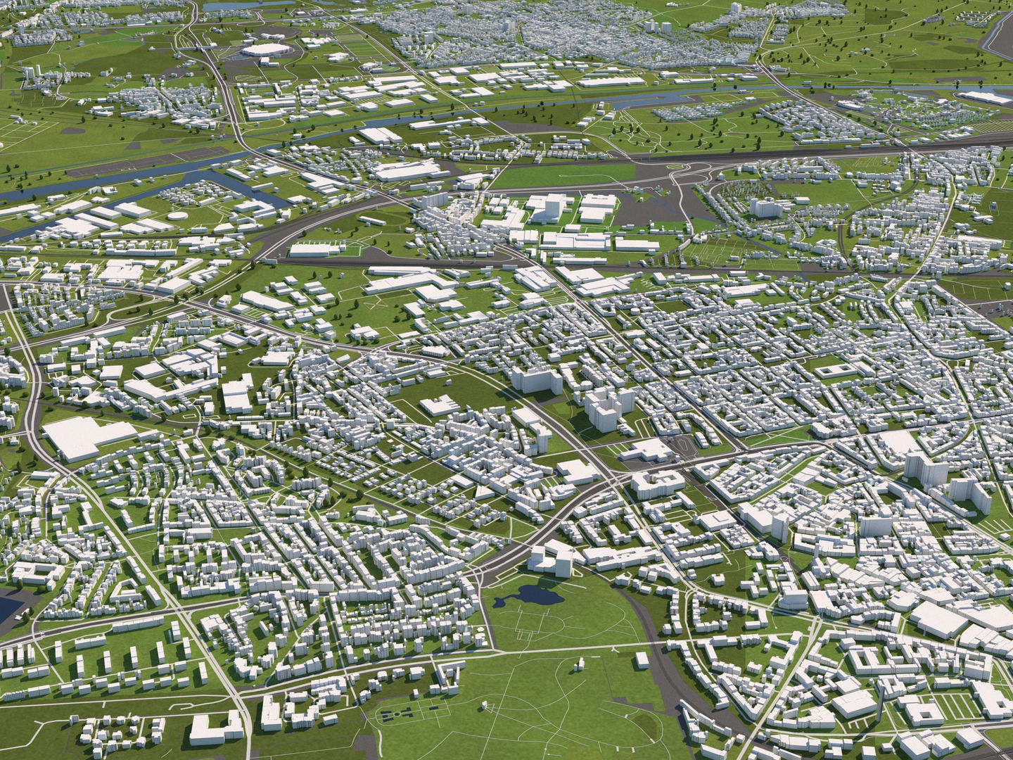 Gelsenkirchen Germany 50x50km 3D City Map 3D model | CGTrader
