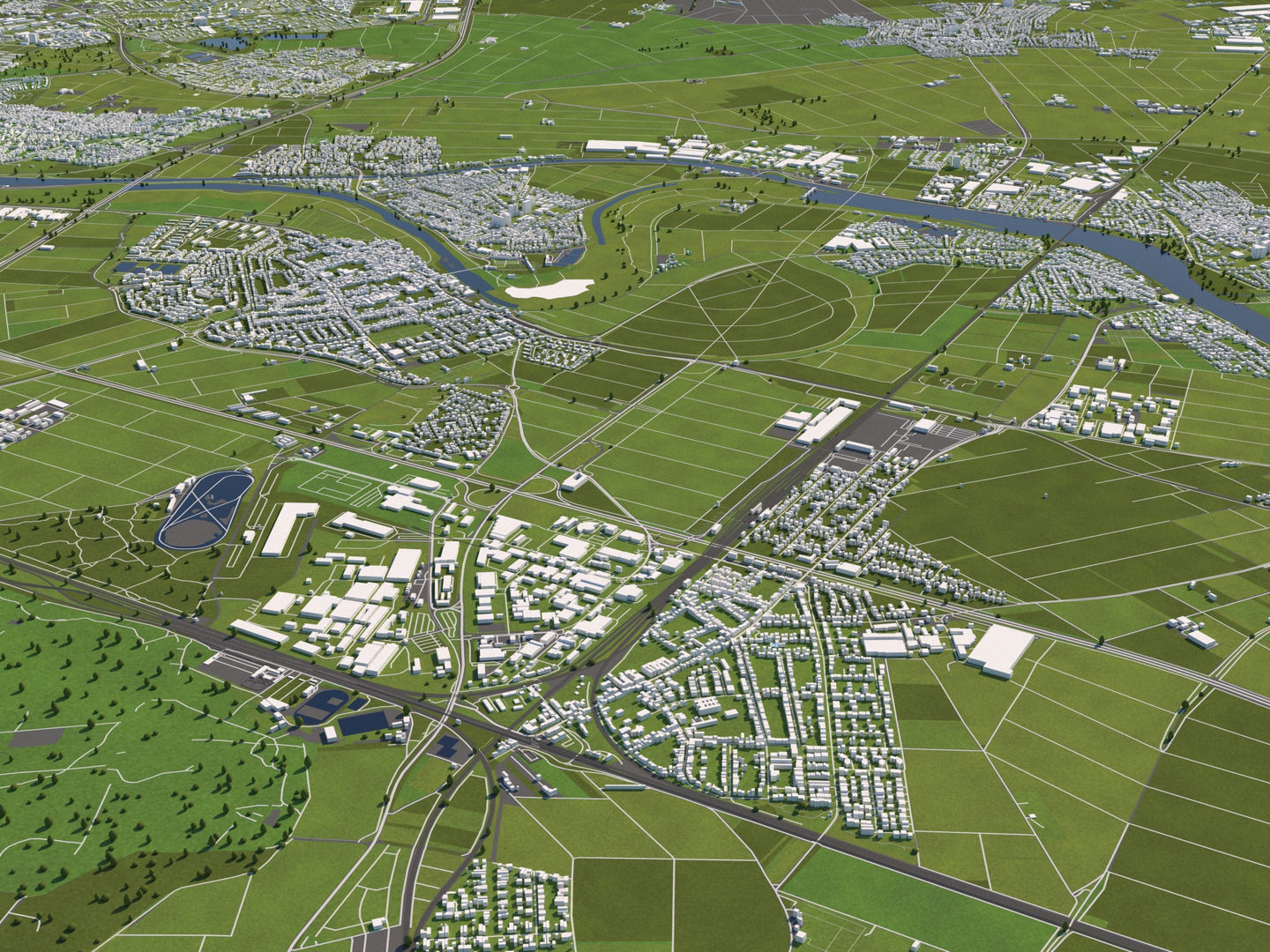 Mannheim Germany 50x50km 3D City Map 3D model | CGTrader