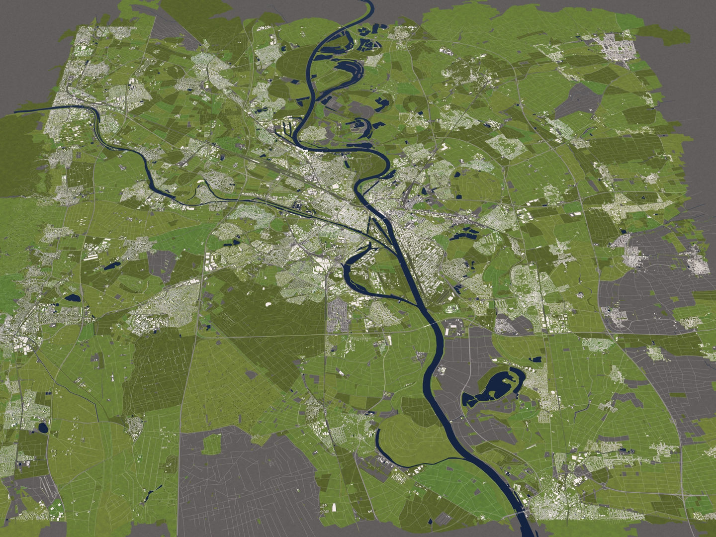 Mannheim Germany 50x50km 3D City Map 3D model | CGTrader