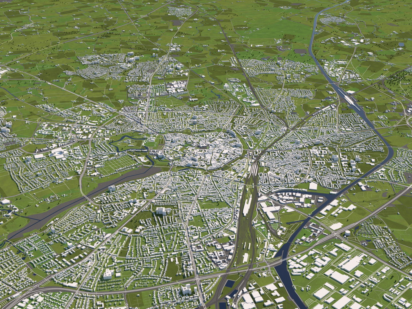 Muenster Germany 50x50km 3D City Map 3D model | CGTrader