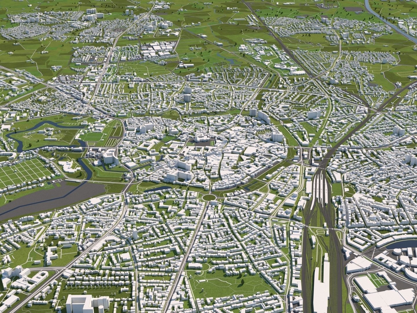 Muenster Germany 50x50km 3D City Map 3D model | CGTrader