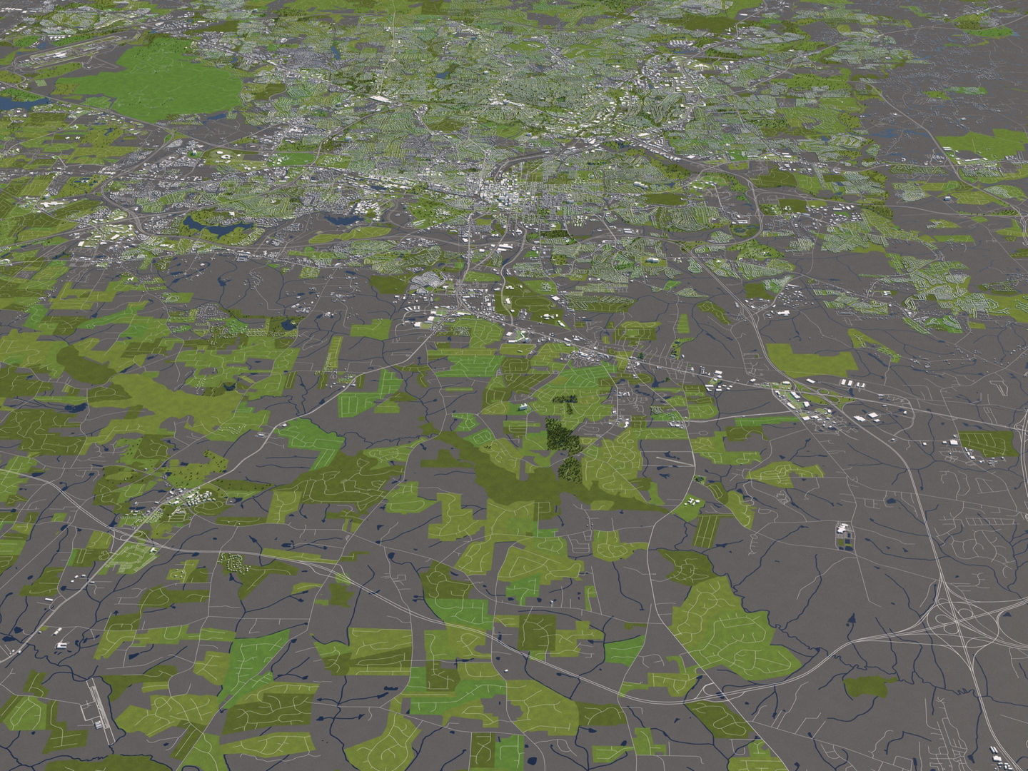 Raleigh 50x50km 3D City Map 3D model | CGTrader