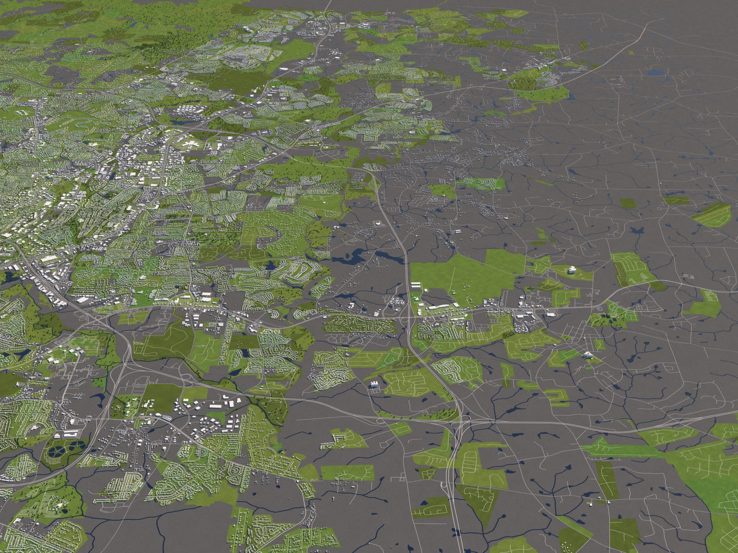 Raleigh 50x50km 3D City Map 3D model | CGTrader