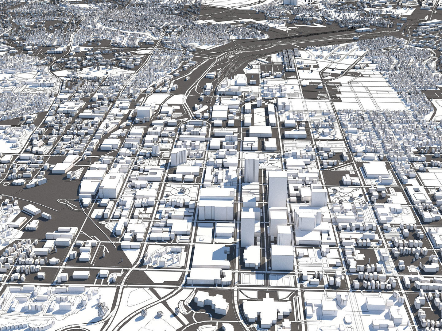 Raleigh 50x50km 3D City Map 3D model | CGTrader