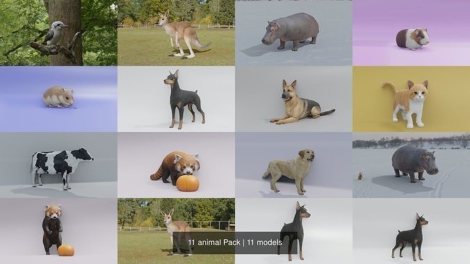 3D Model Collection 11 animal Pack VR / AR / low-poly | CGTrader