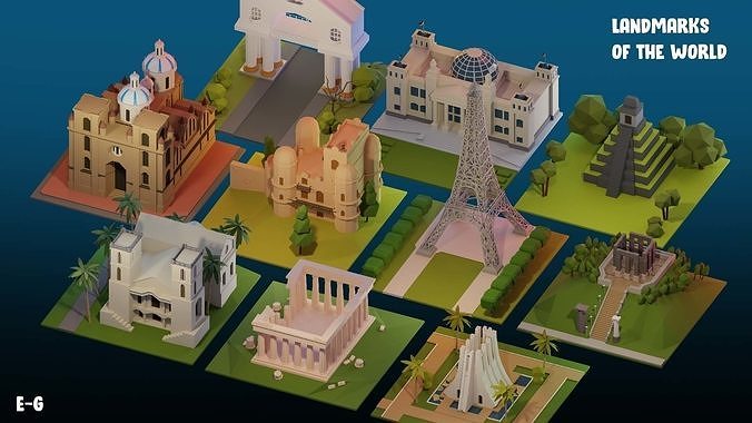 3D model Landmarks of the world E to G VR / AR / low-poly | CGTrader