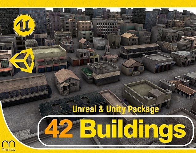 3D model 42 buildings for Unity and Unreal Engine Package VR / AR / low ...